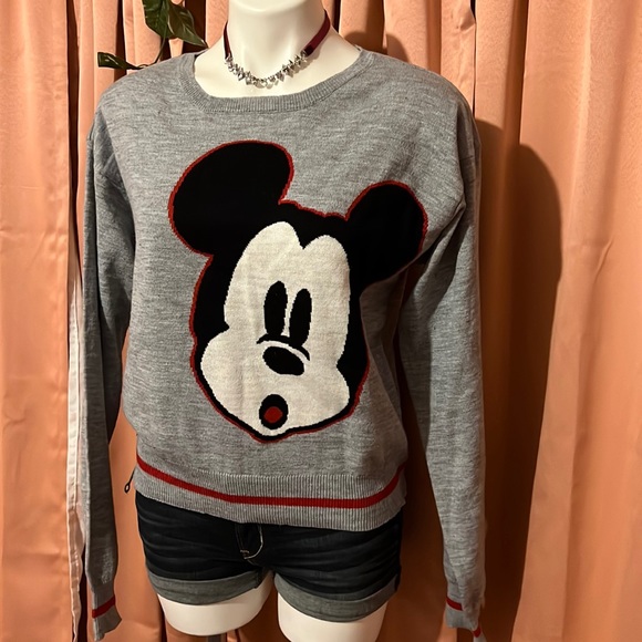 Disney | Sweaters | Mickey Mouse Gray Sweater Xl | Poshmark